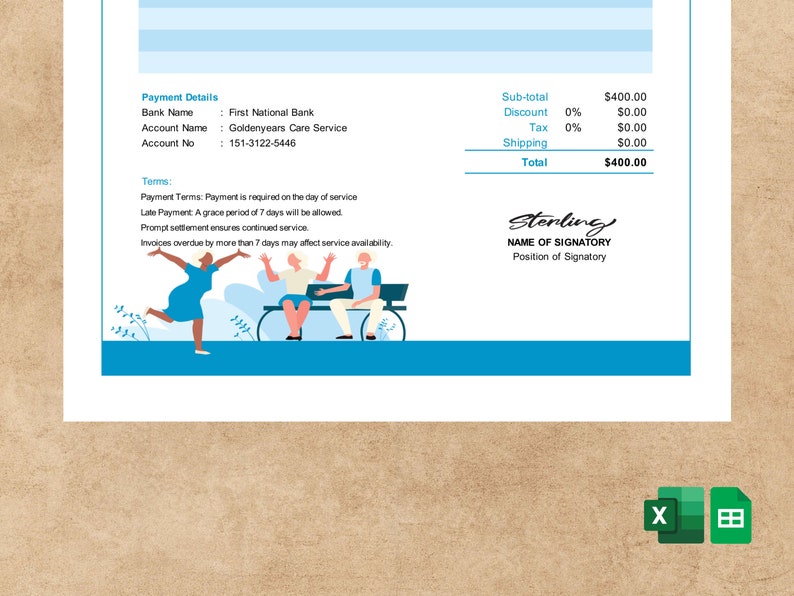 Elderly Care Invoice Template: Customizable Excel & Google Sheets ...