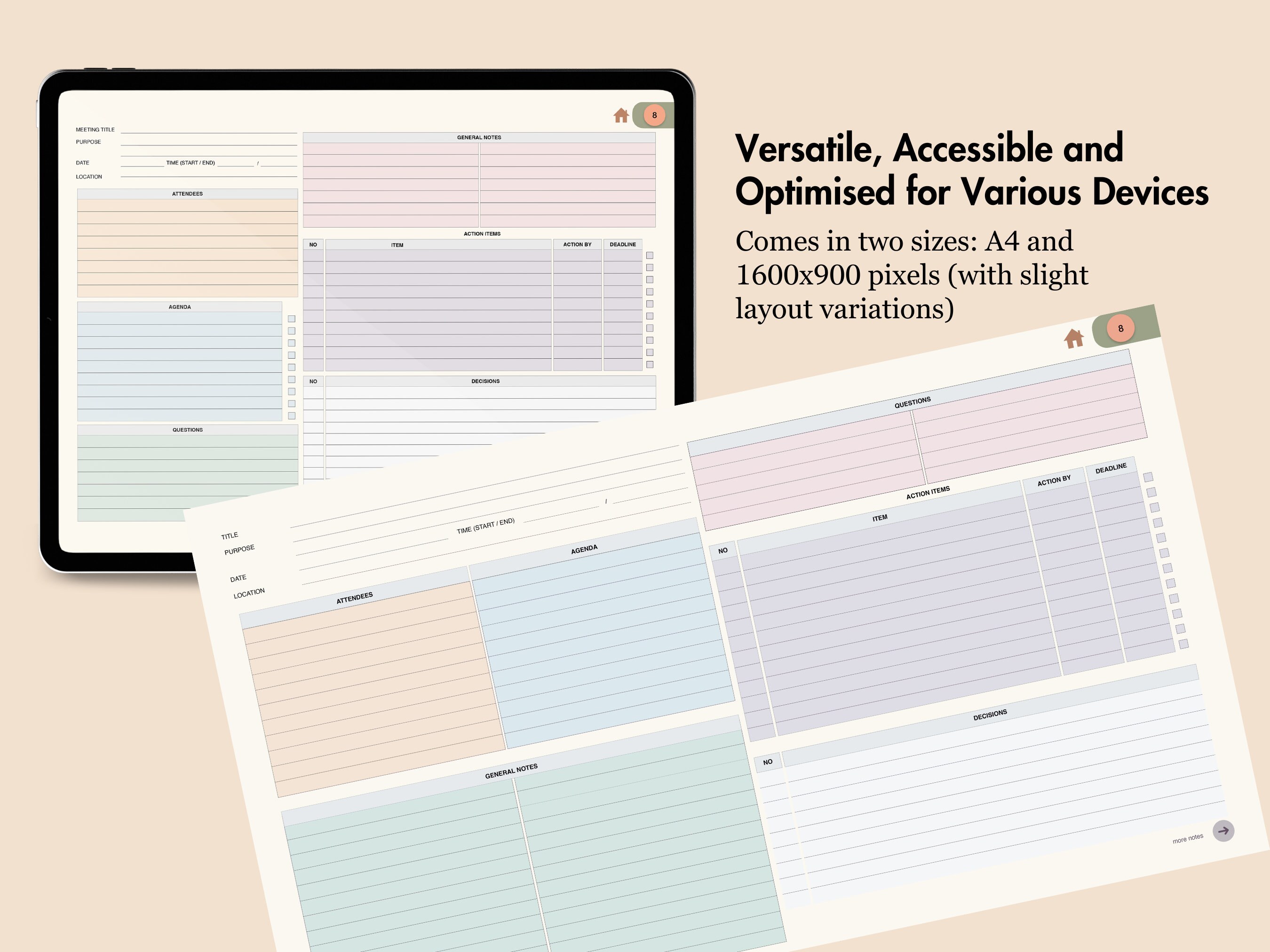 Earth-themed Landscape Instant Download Digital Meeting Notes Template ...
