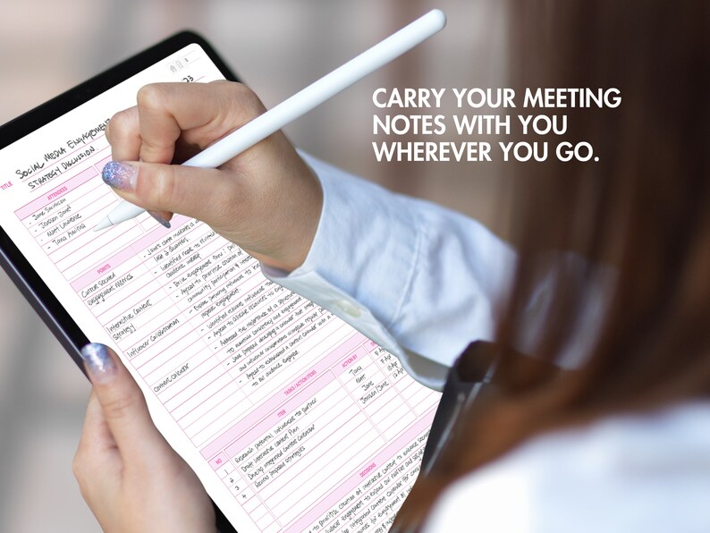 Minimalist Discussion Note Template for Tablet, Instant Digital ...