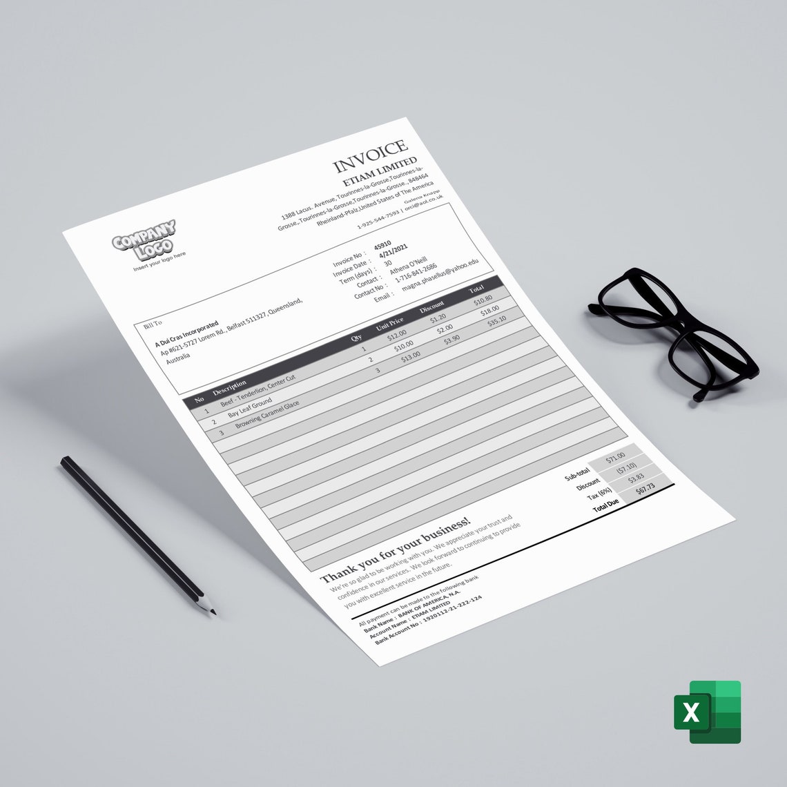 Simple Sales Invoice for Home and Small Office | Invoice With Item ...