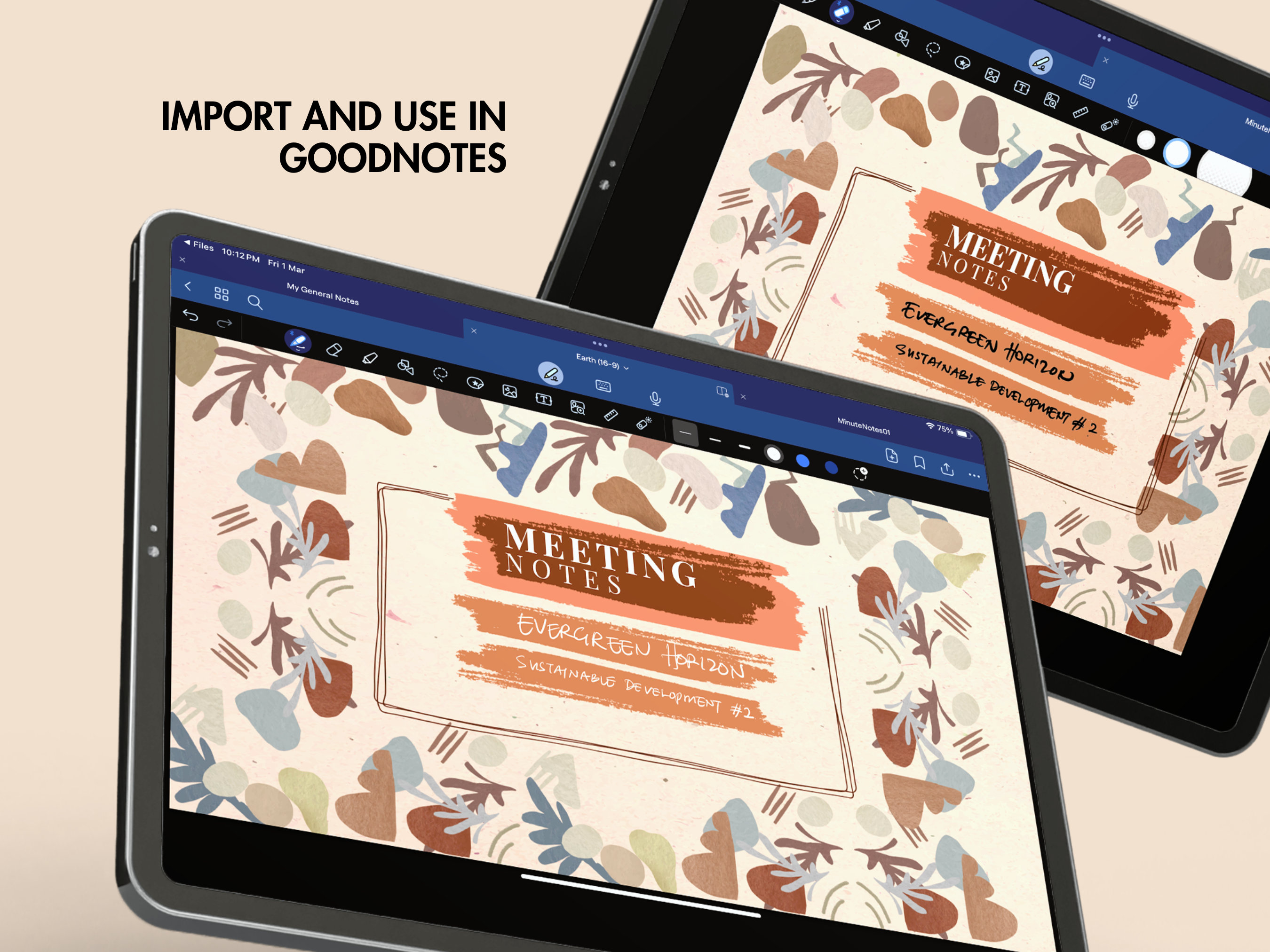 Earth-themed Landscape Instant Download Digital Meeting Notes Template ...