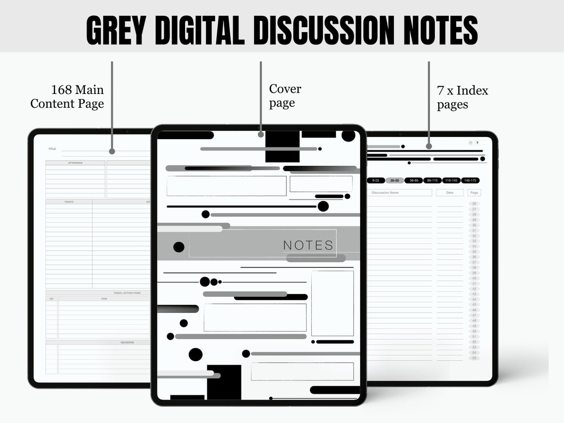 Minimalist Discussion Note Template for Tablet, Instant Digital ...