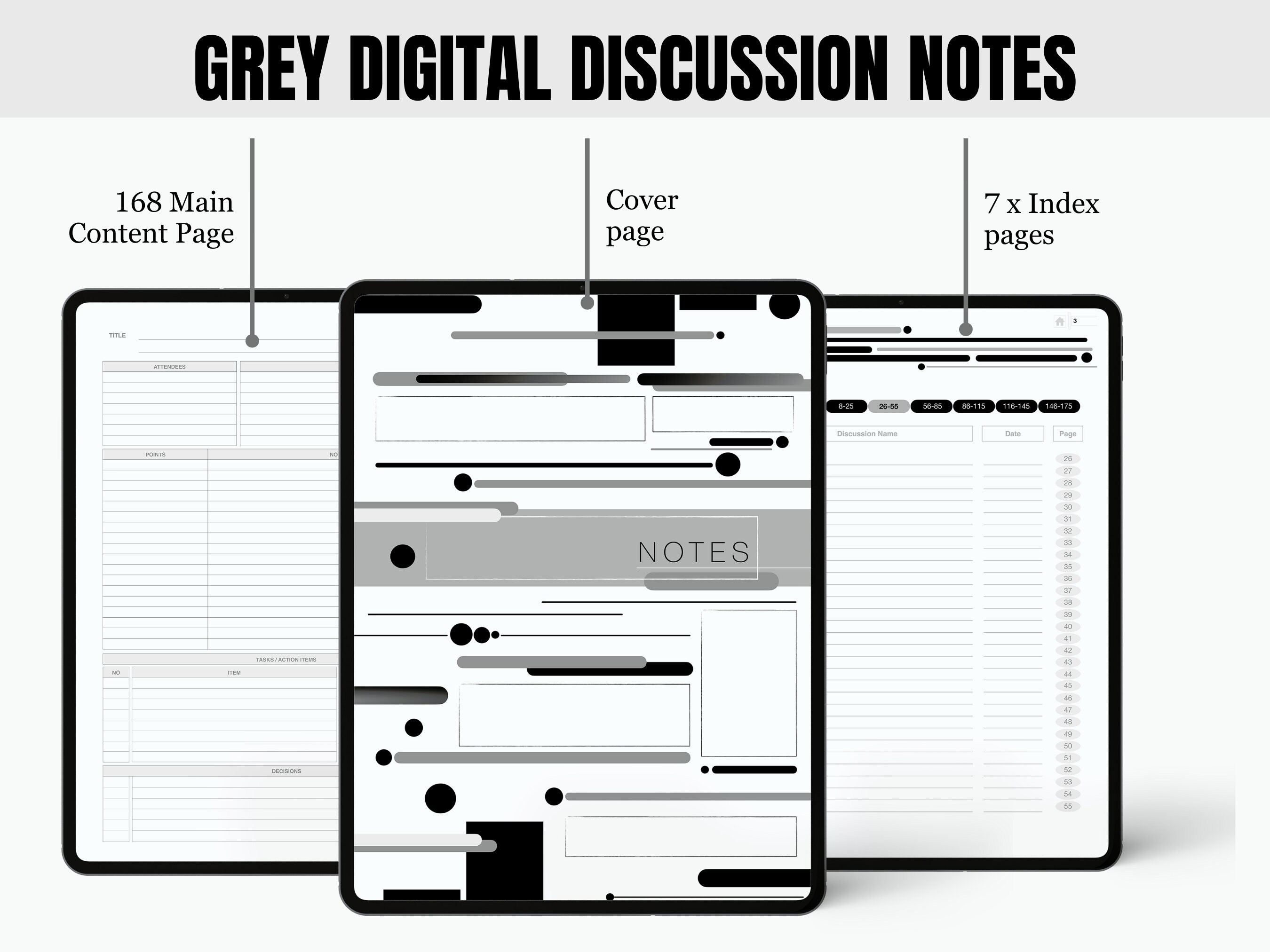 Minimalist Discussion Note Template for Tablet, Instant Digital ...