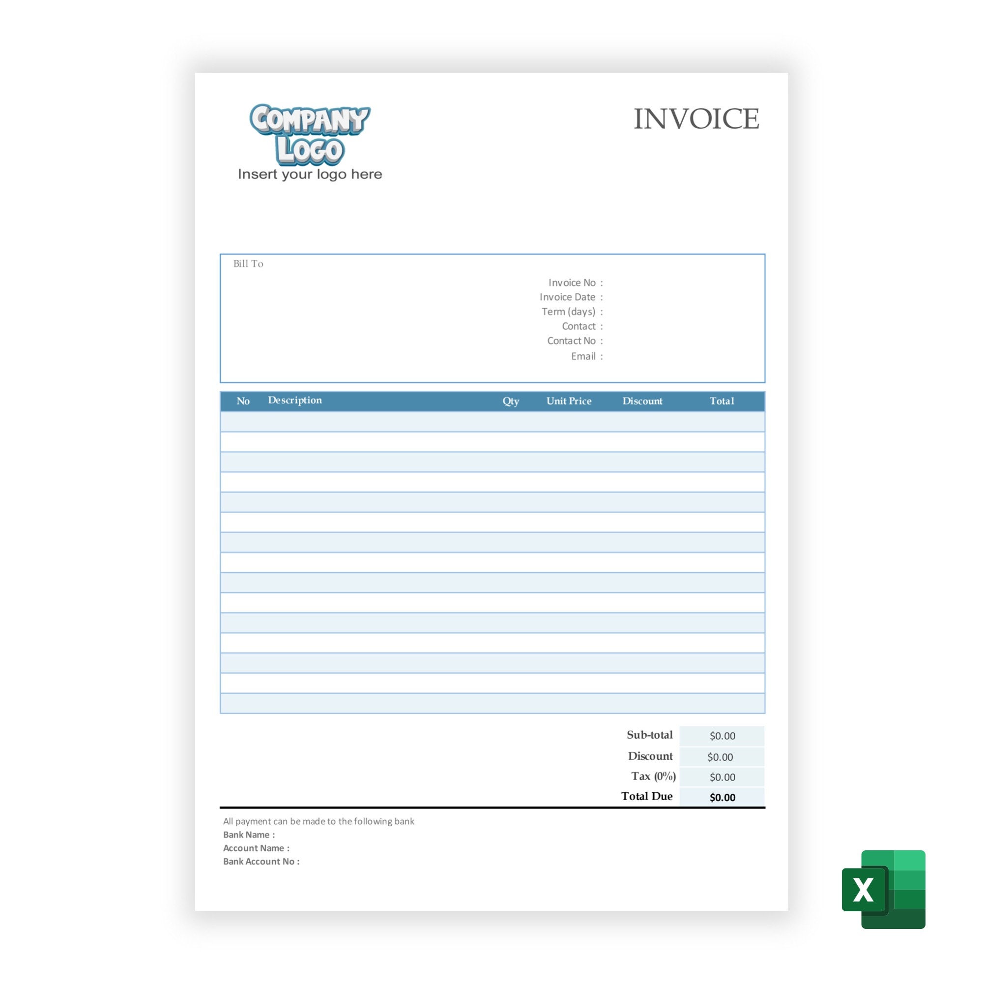 Simple Sales Invoice for Home and Small Office Invoice With Item ...