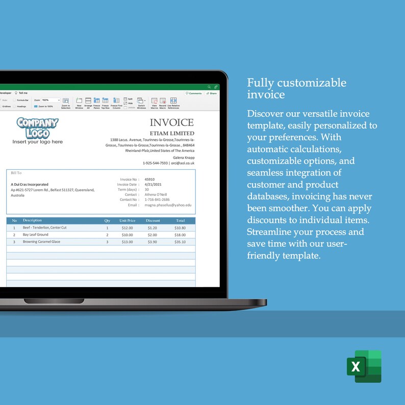 Simple Sales Invoice for Home and Small Office | Invoice With Item ...