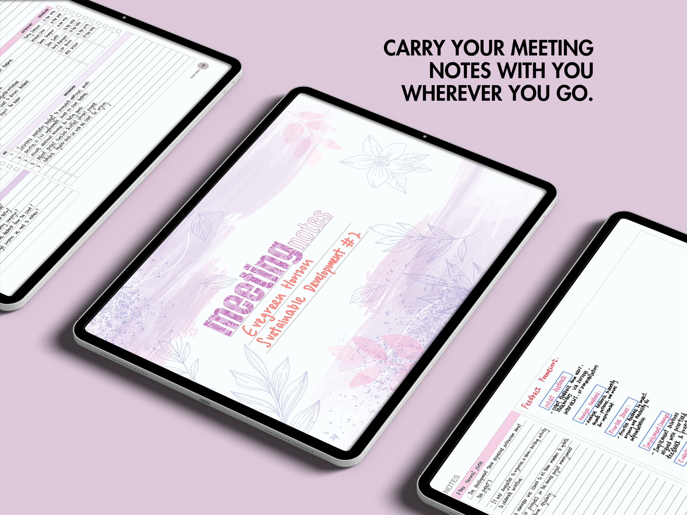 Lavender-themed Landscape Instant Download Digital Meeting Notes ...