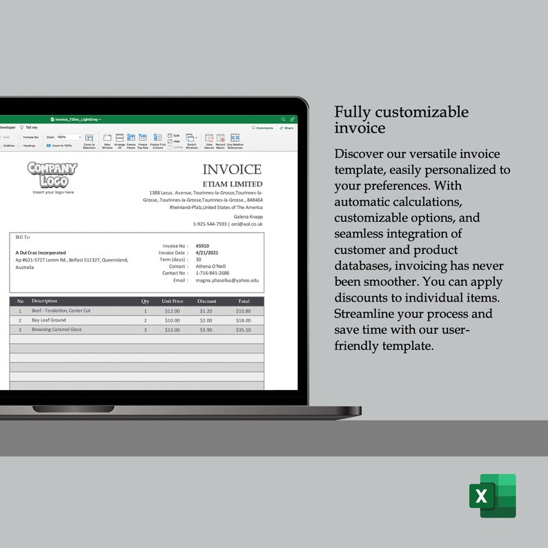Simple Sales Invoice for Home and Small Office | Invoice With Item ...