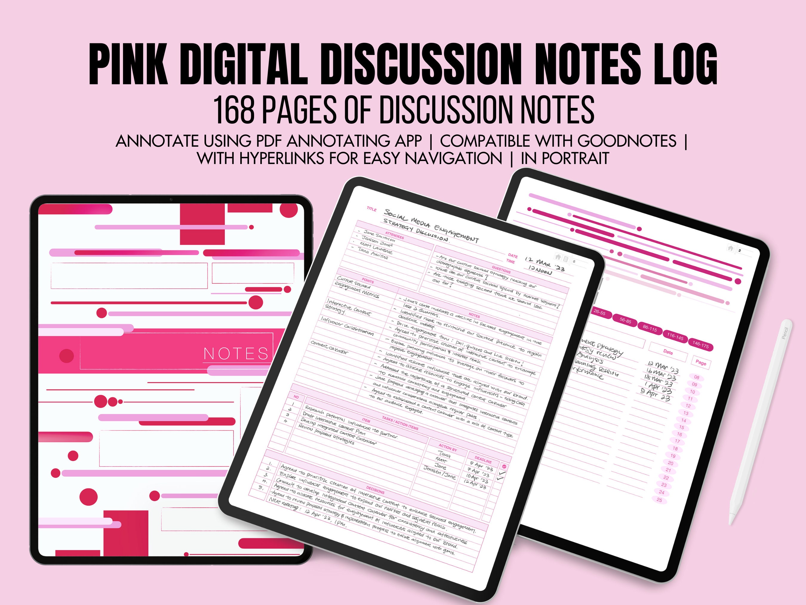 Minimalist Discussion Note Template for Tablet, Instant Digital ...