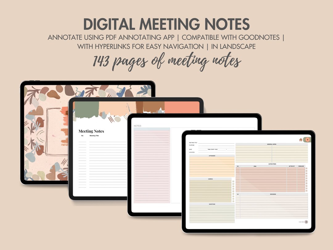 Earth-themed Landscape Instant Download Digital Meeting Notes Template ...