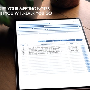 Minimalist Discussion Note Template for Tablet, Instant Digital ...