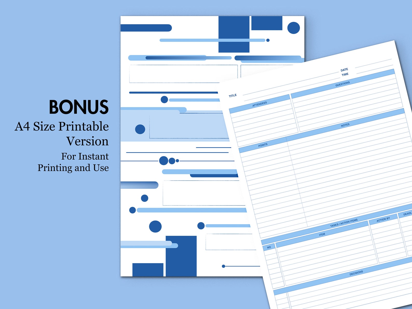 Minimalist Discussion Note Template for Tablet, Instant Digital ...