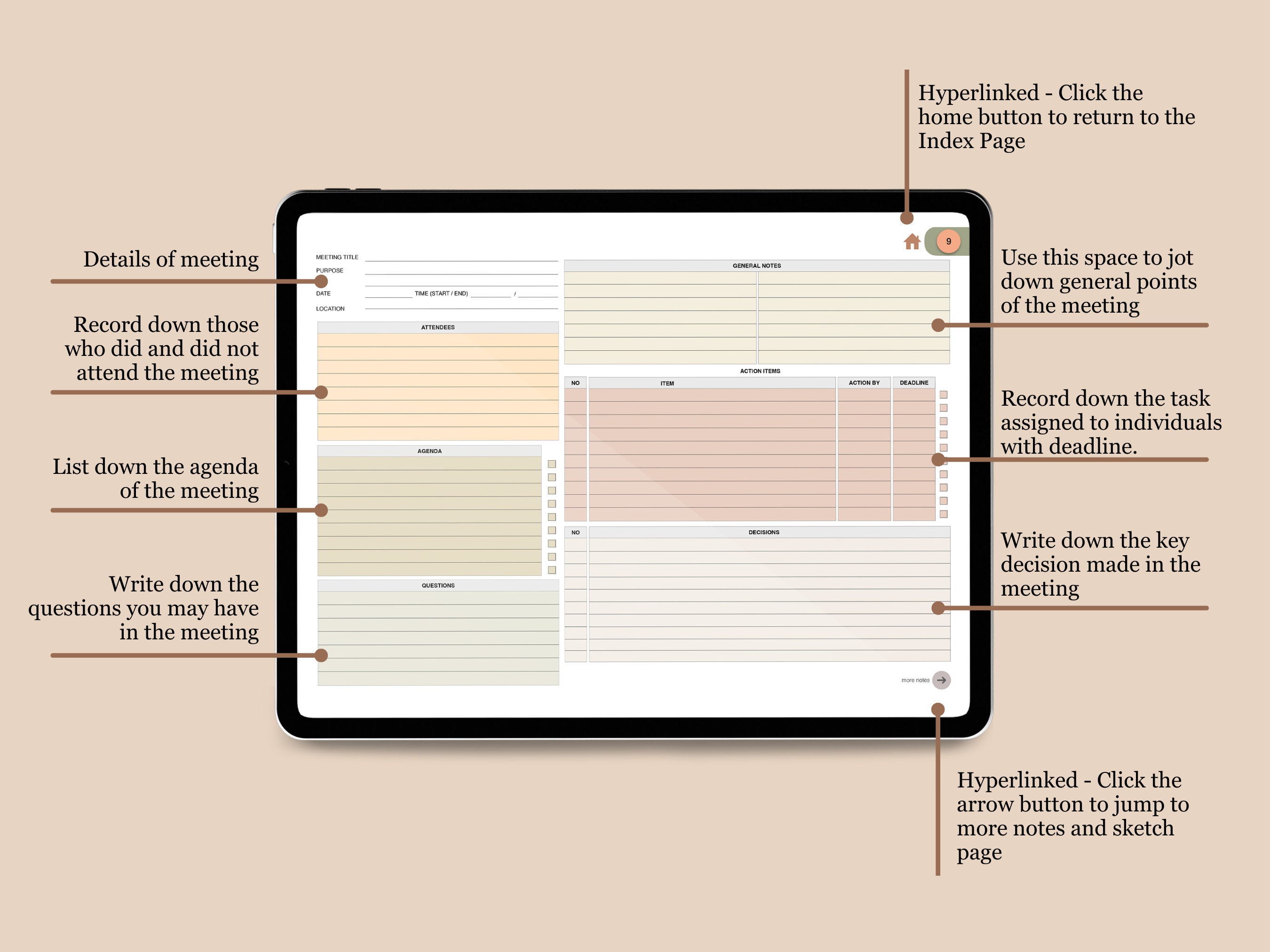 Earth-themed Landscape Instant Download Digital Meeting Notes Template ...