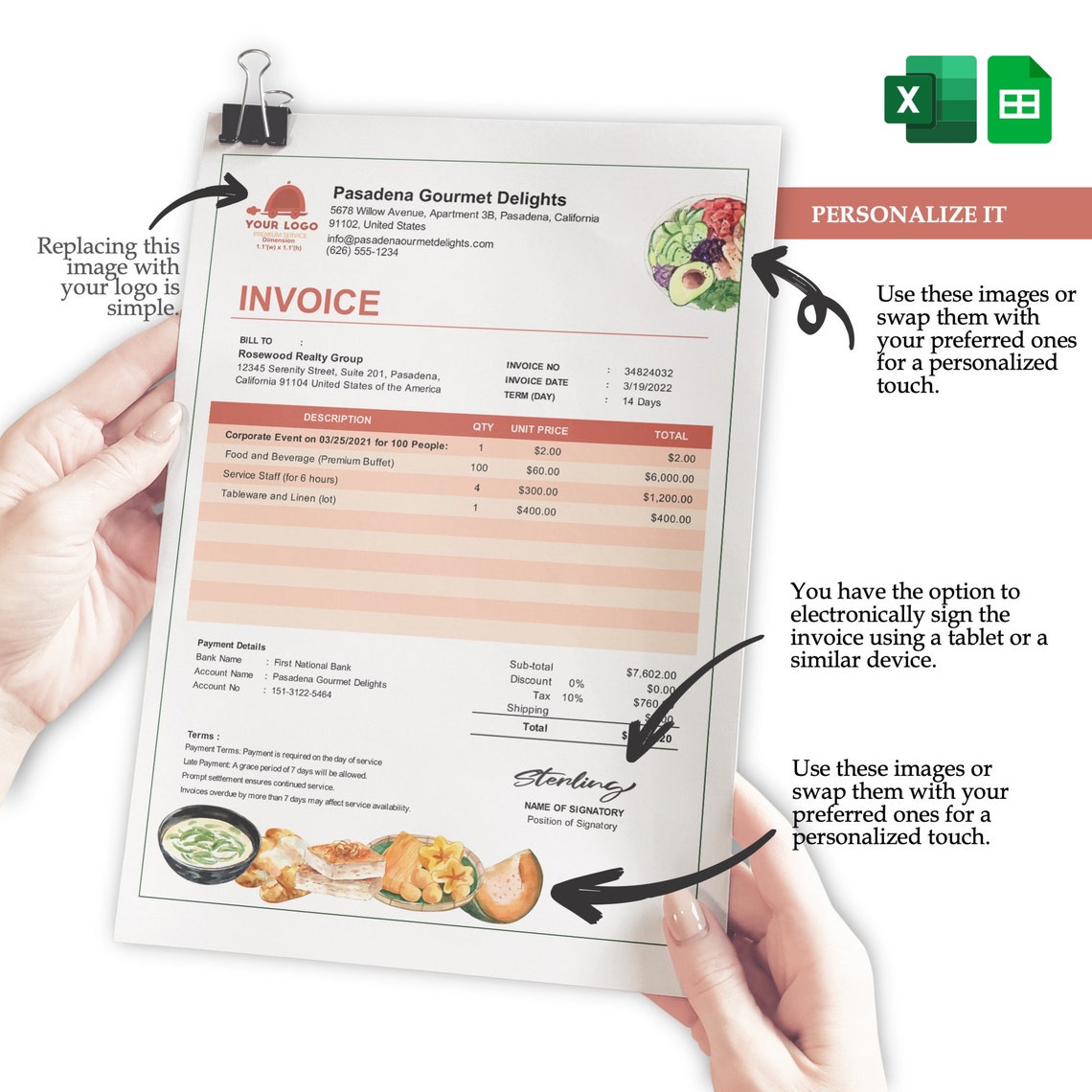 Simple Sales Invoice Template | Excel and Google Sheet Invoice ...