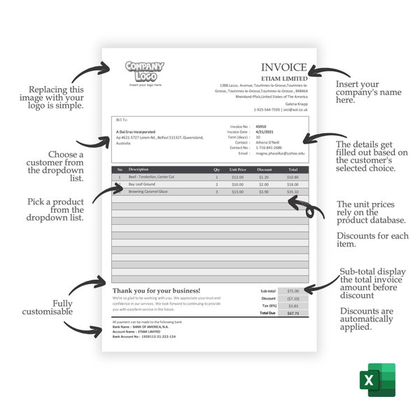 Invoice With Customer and Product - Etsy