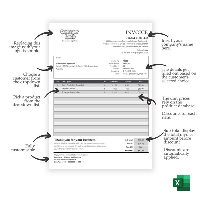 Simple Sales Invoice for Home and Small Office | Invoice With Item ...