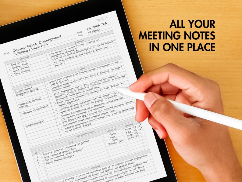 Minimalist Discussion Note Template for Tablet, Instant Digital ...