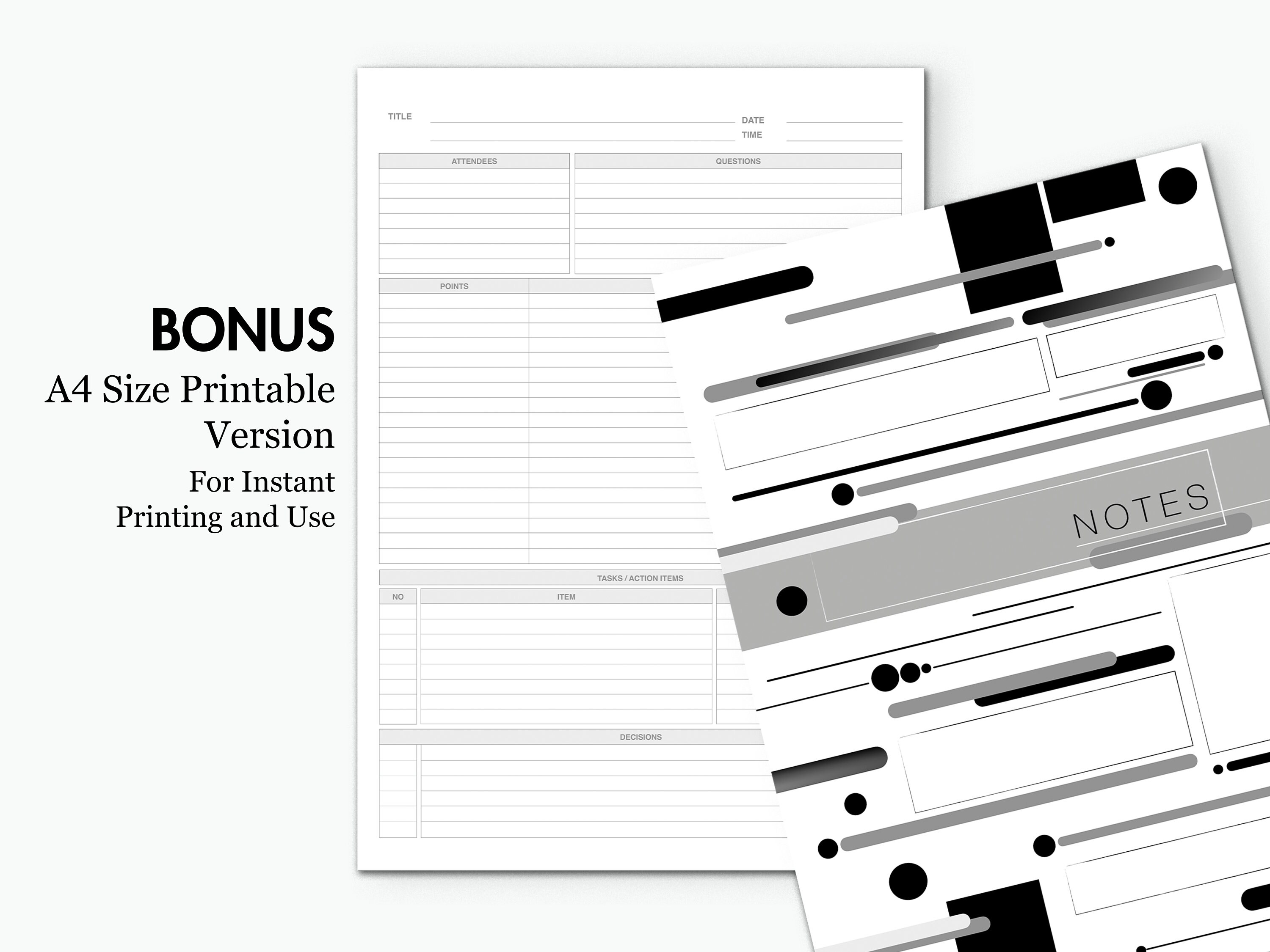 Minimalist Discussion Note Template for Tablet, Instant Digital ...