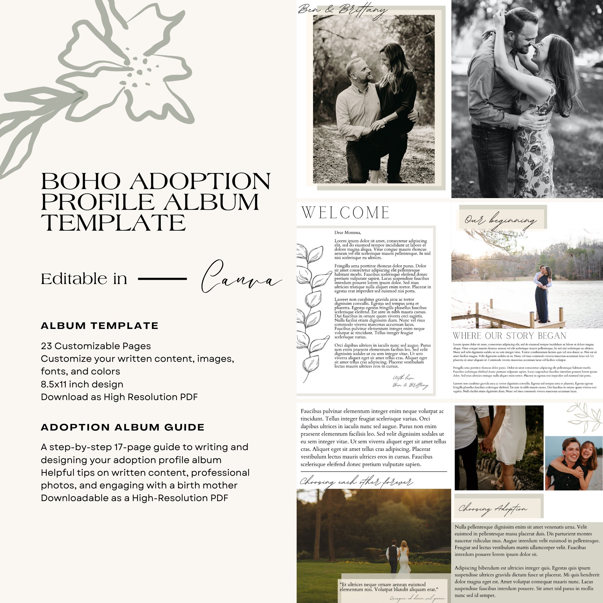 Boho & Earthy | Modern Adoption Profile Book | Editable and ...