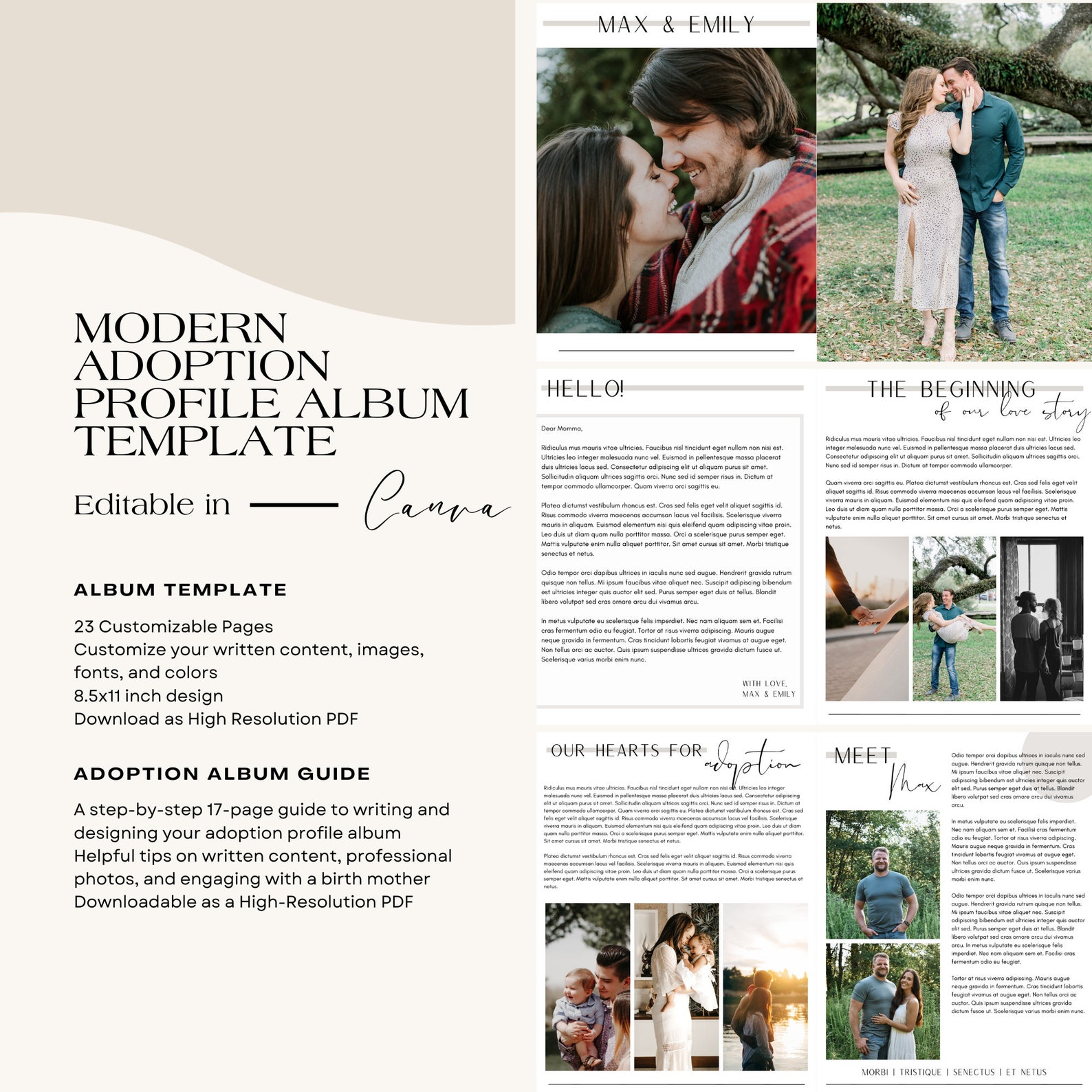 Modern & Clean | Modern Adoption Profile Book | Editable and ...