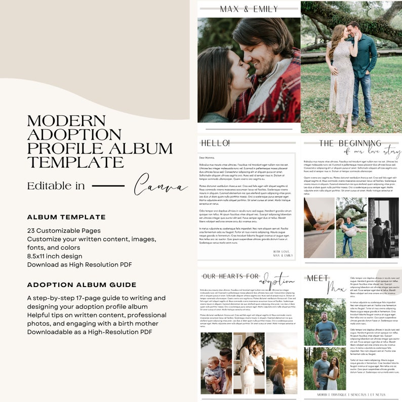 Modern & Clean | Modern Adoption Profile Book | Editable and ...