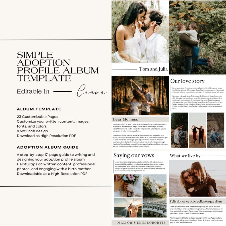 Simple & Neutral | Modern Adoption Profile Book | Editable and ...