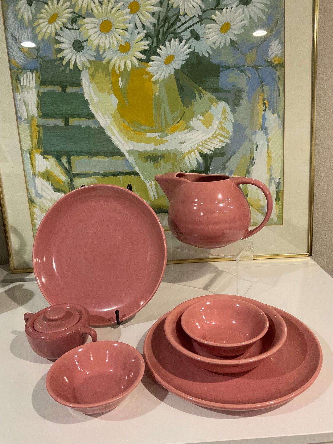 Pink Vintage Bauer Pottery Plates, Dishes, Bowls, Pitcher - Etsy