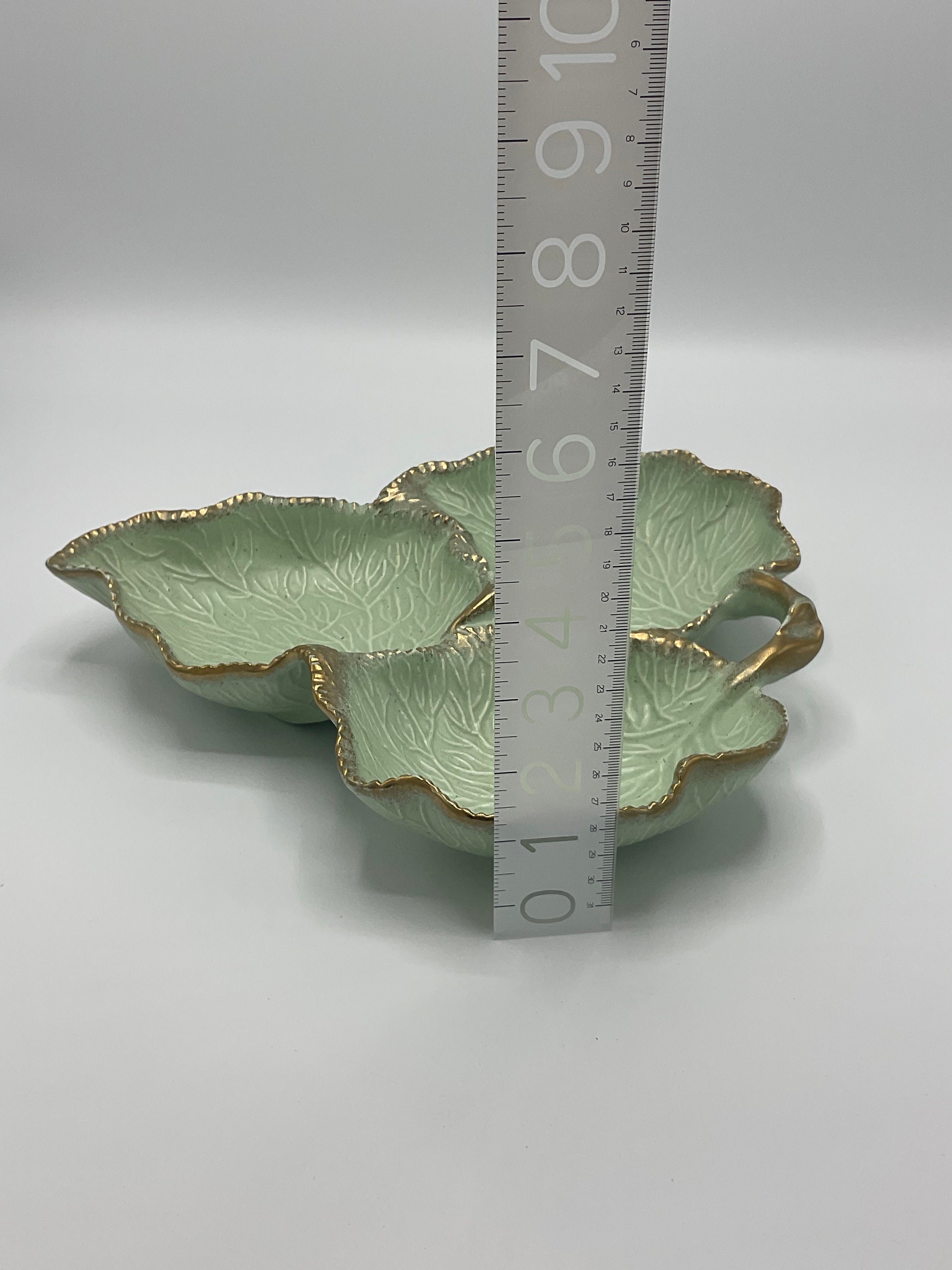 Vintage Mint Green and Gold Snack or Relish Tray by California ...