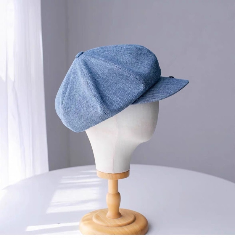 Customized Unisex Oversize Denim Applejack Newsboy Cap, Custom Made ...