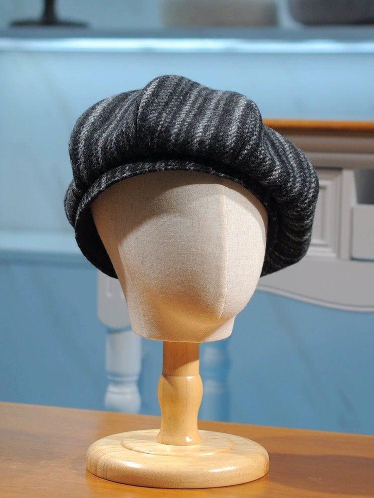 Herringbone Beret Hat| Wool Beret Hat | Vintage Style Artisan Hat ...