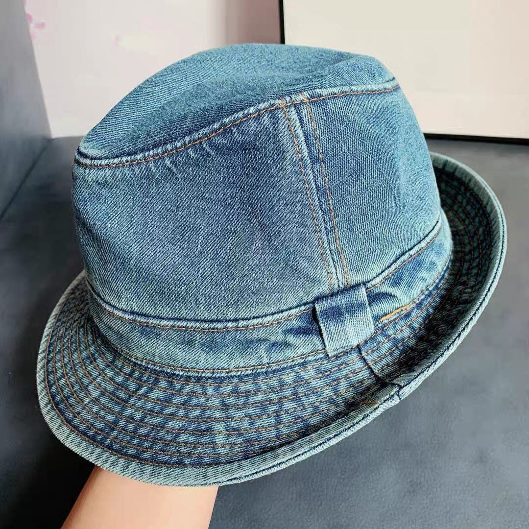 Denim Panama Hat, Unisex Fedora Denim Hat for Women, All Season Men ...