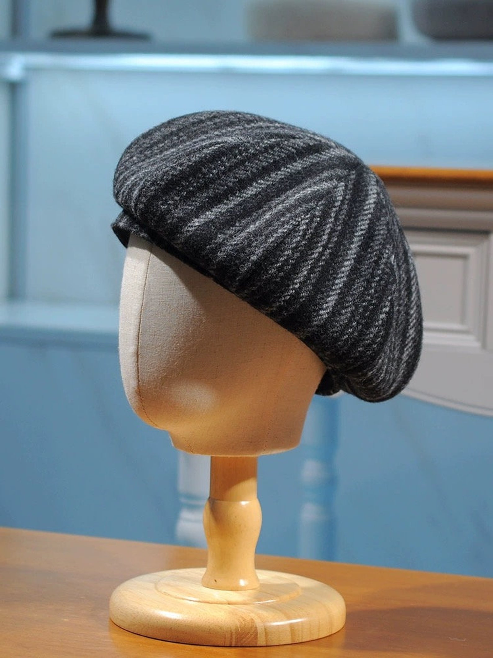 Herringbone Beret Hat| Wool Beret Hat | Vintage Style Artisan Hat ...