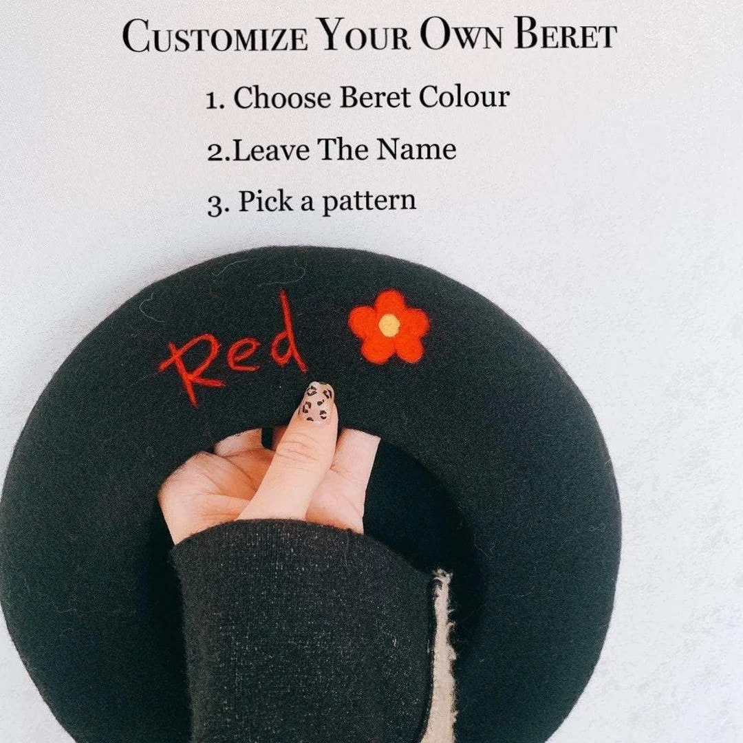 Custom Wool Beret | Personalized Embroidered Beret | Custom Name Beret ...