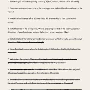 Wall-e Film Analysis Teaching Resource - Etsy
