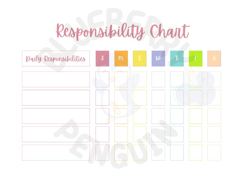 Responsibility Chart/ Chore Chart - Etsy