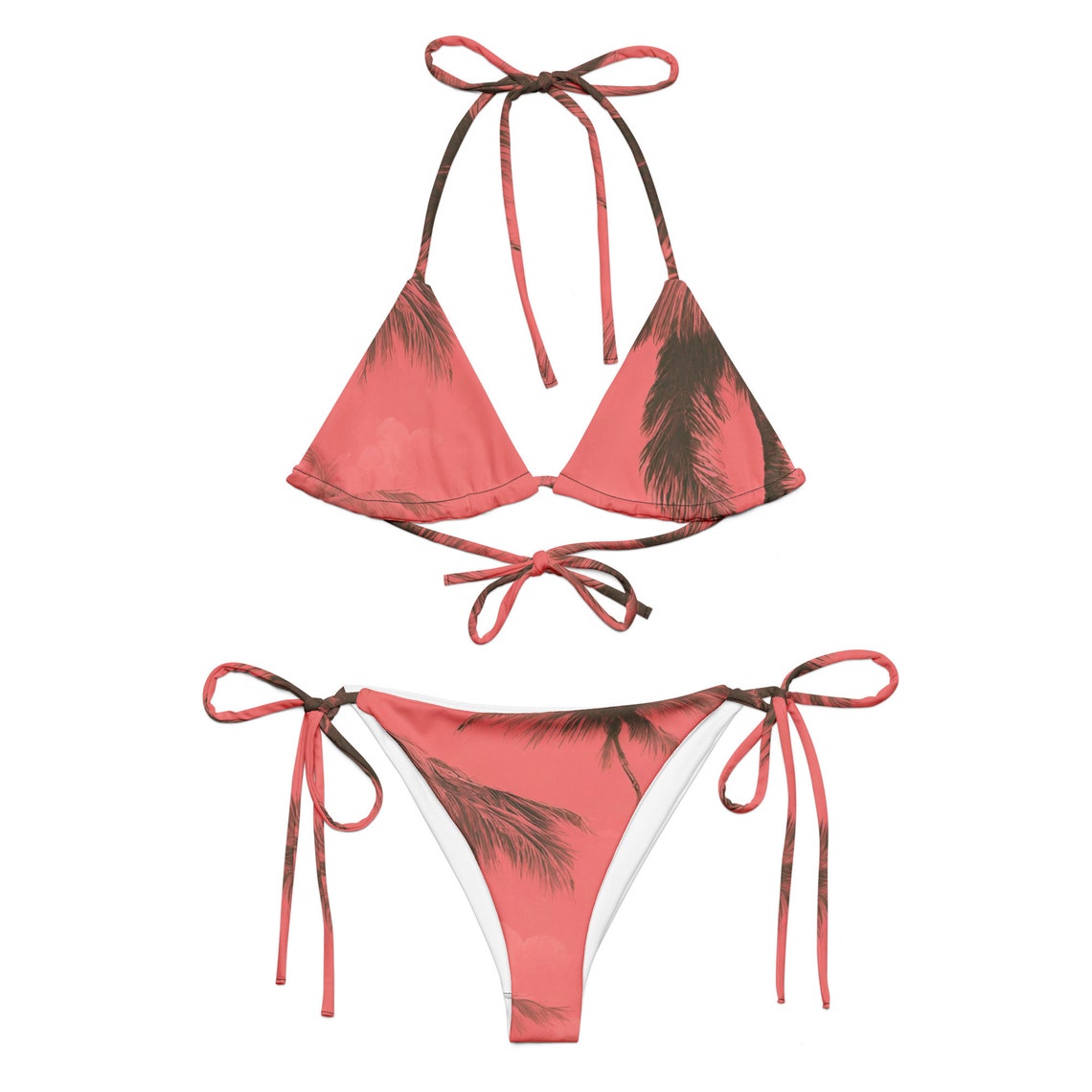 Pink Palm String Bikini - Etsy