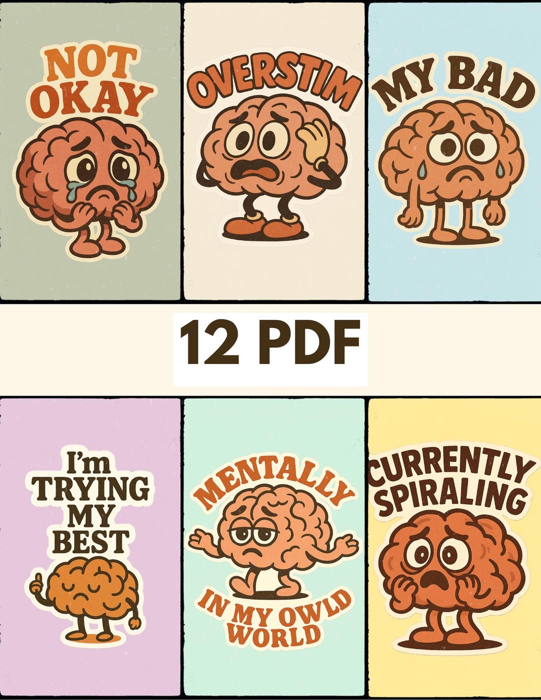 12 Printable Sticker Designs - Instant Download – Mental Health Brain ...