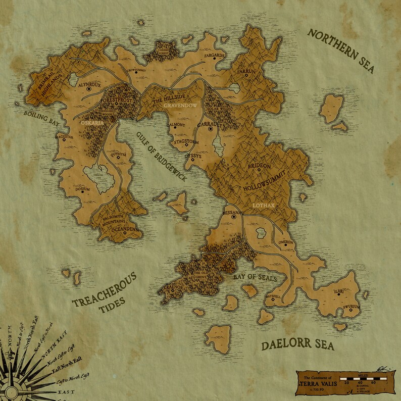 Custom Fantasy Continent Map! (labeled) - Etsy