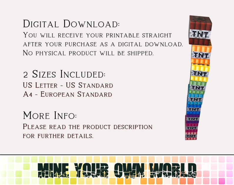 Minecraft TNT Printable Green, Paper Crafts, Party or Room Decor for ...