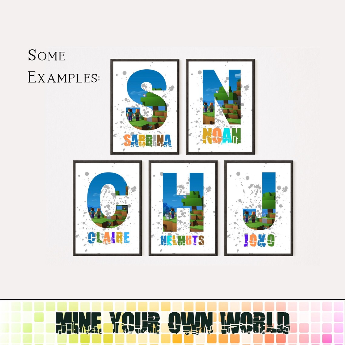 Custom Minecraft Printable Wall Art Personalized Set of 3 Prints ...
