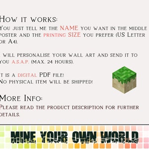 Custom Minecraft Printable Wall Art Personalized Set of 3 Prints ...