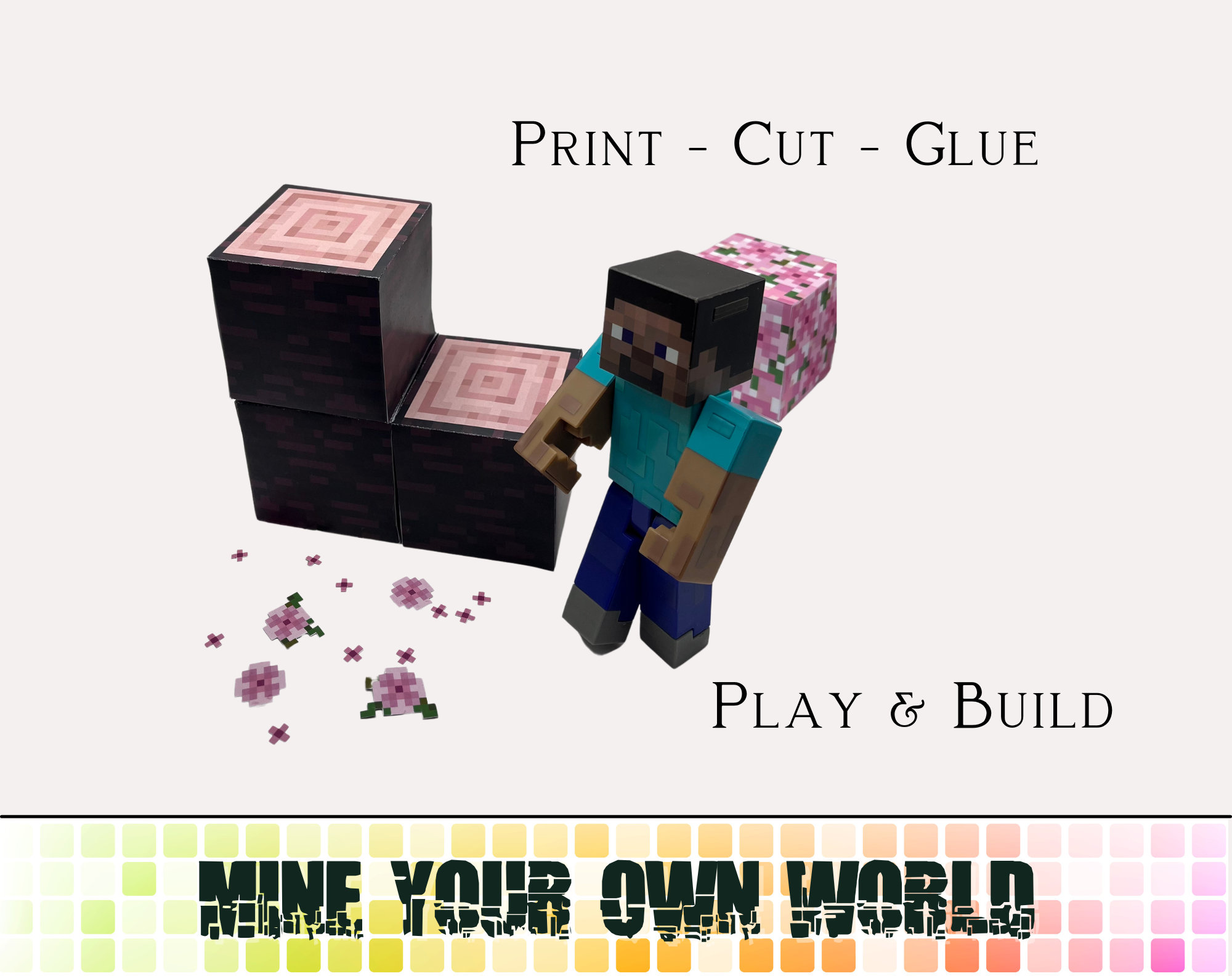 Minecraft Cherry Blossom Tree Printable, Paper Crafts, Room Decor for ...