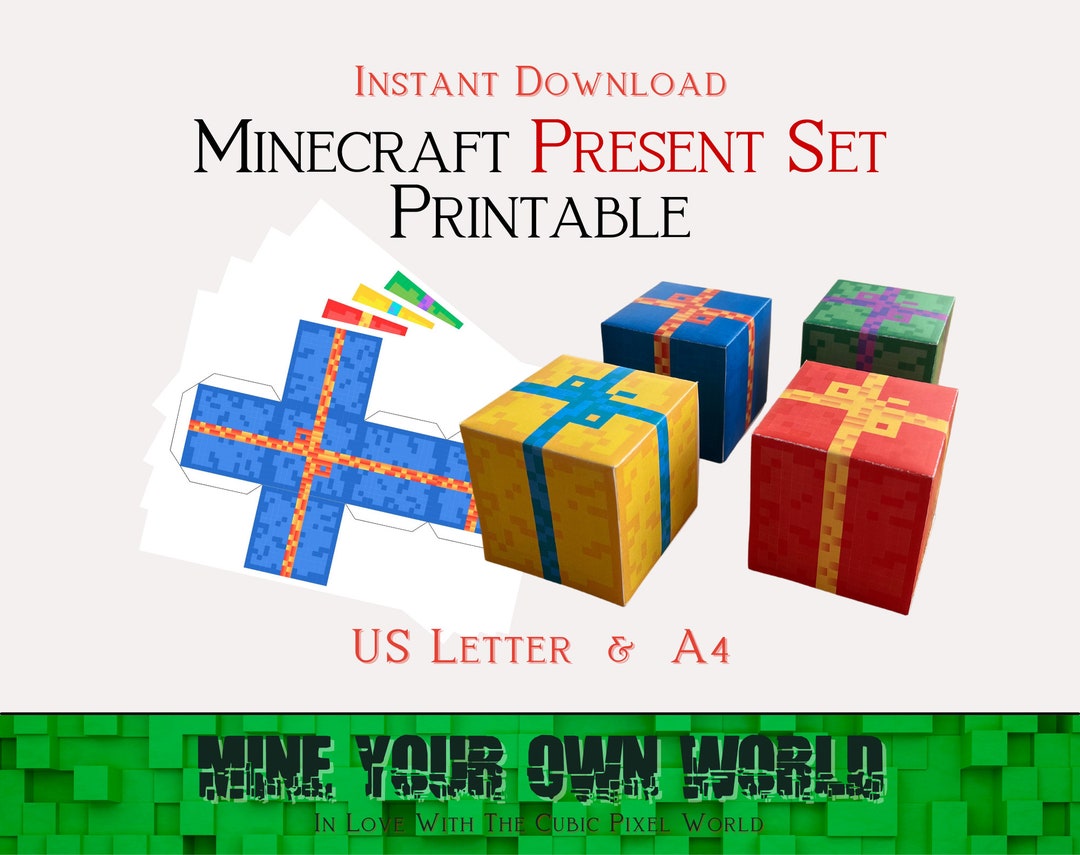 Minecraft Present Set Printable, Paper Crafts, Christmas Party or Room ...