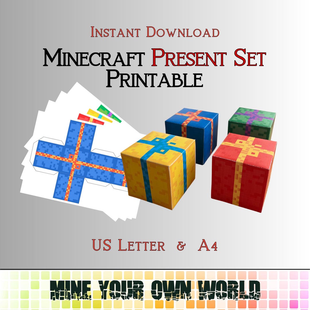 Minecraft Present Set Printable, Paper Crafts, Christmas Party or Room ...