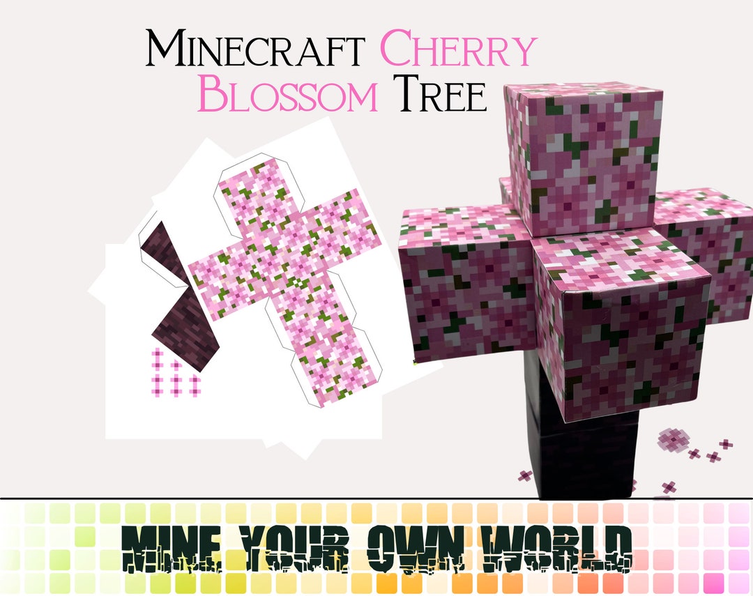 Minecraft Cherry Blossom Tree Printable, Paper Crafts, Room Decor for ...
