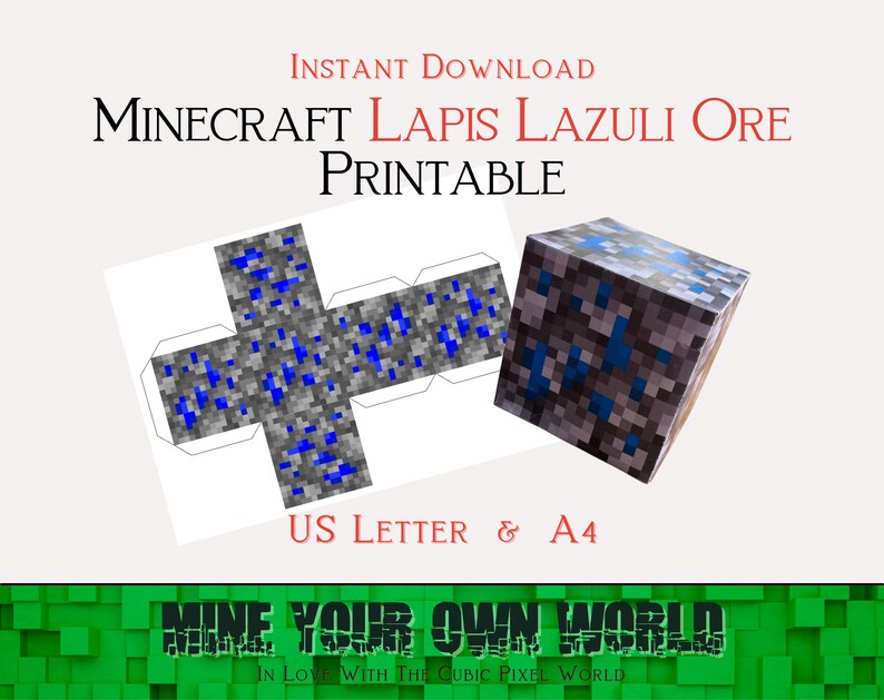Minecraft Lapis Lazuli Ore Printable Paper Crafts Party Or Room Decor For The Perfect