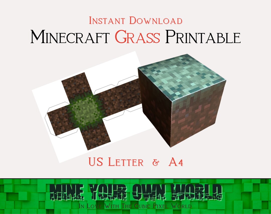 Minecraft Grass Printable Paper Crafts Party or Room Decor - Etsy