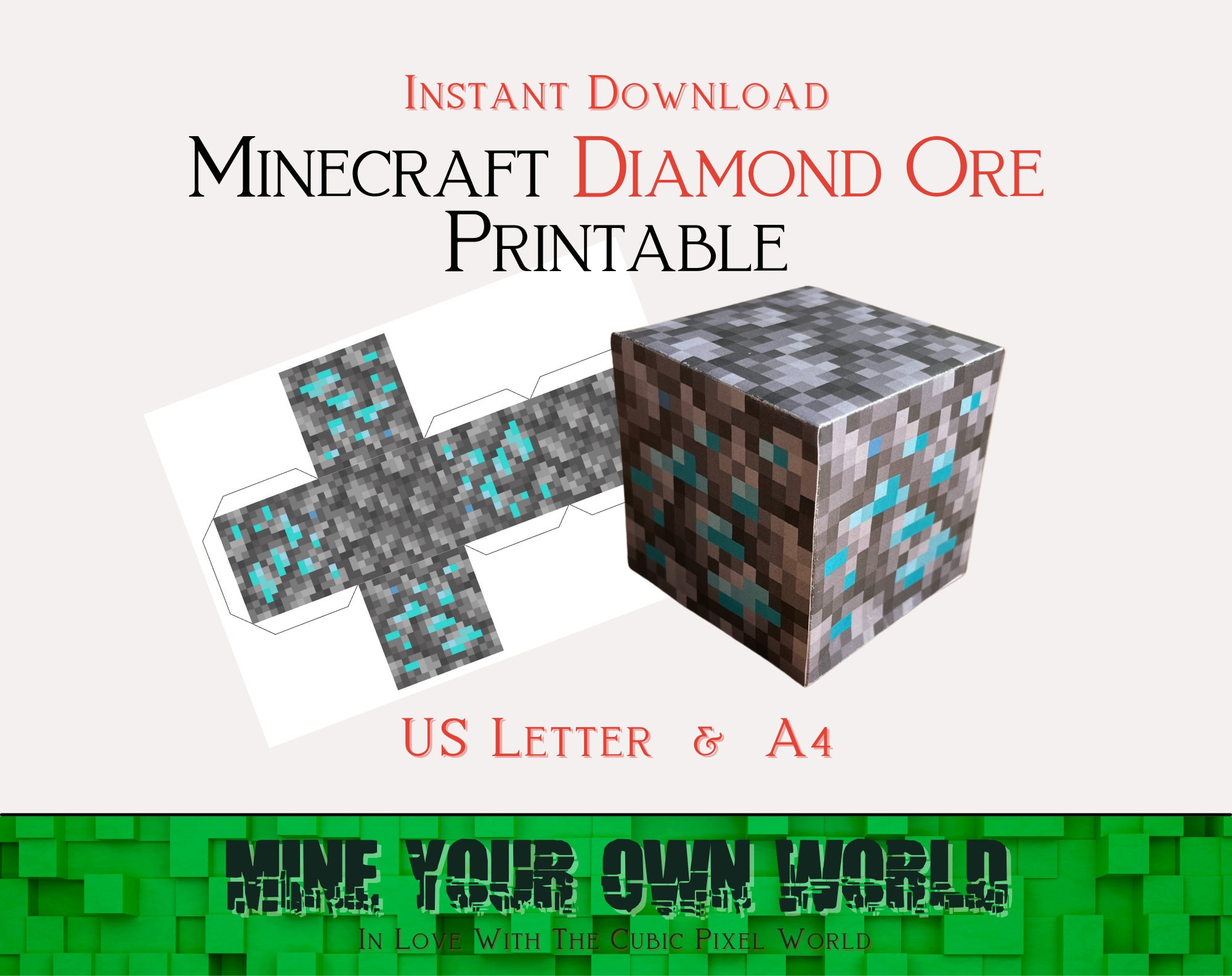 Minecraft Diamond Block Template