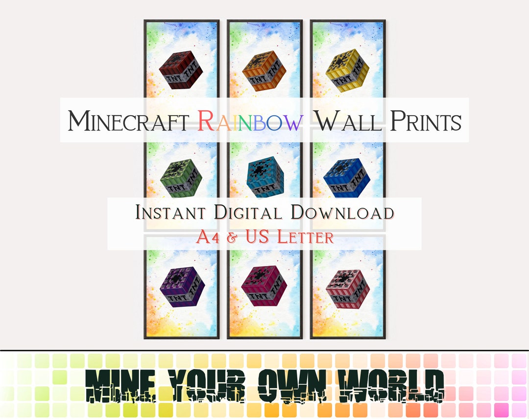 Minecraft TNT Printable Wall Art Set of 9 Prints in 2 Sizes Minecraft ...