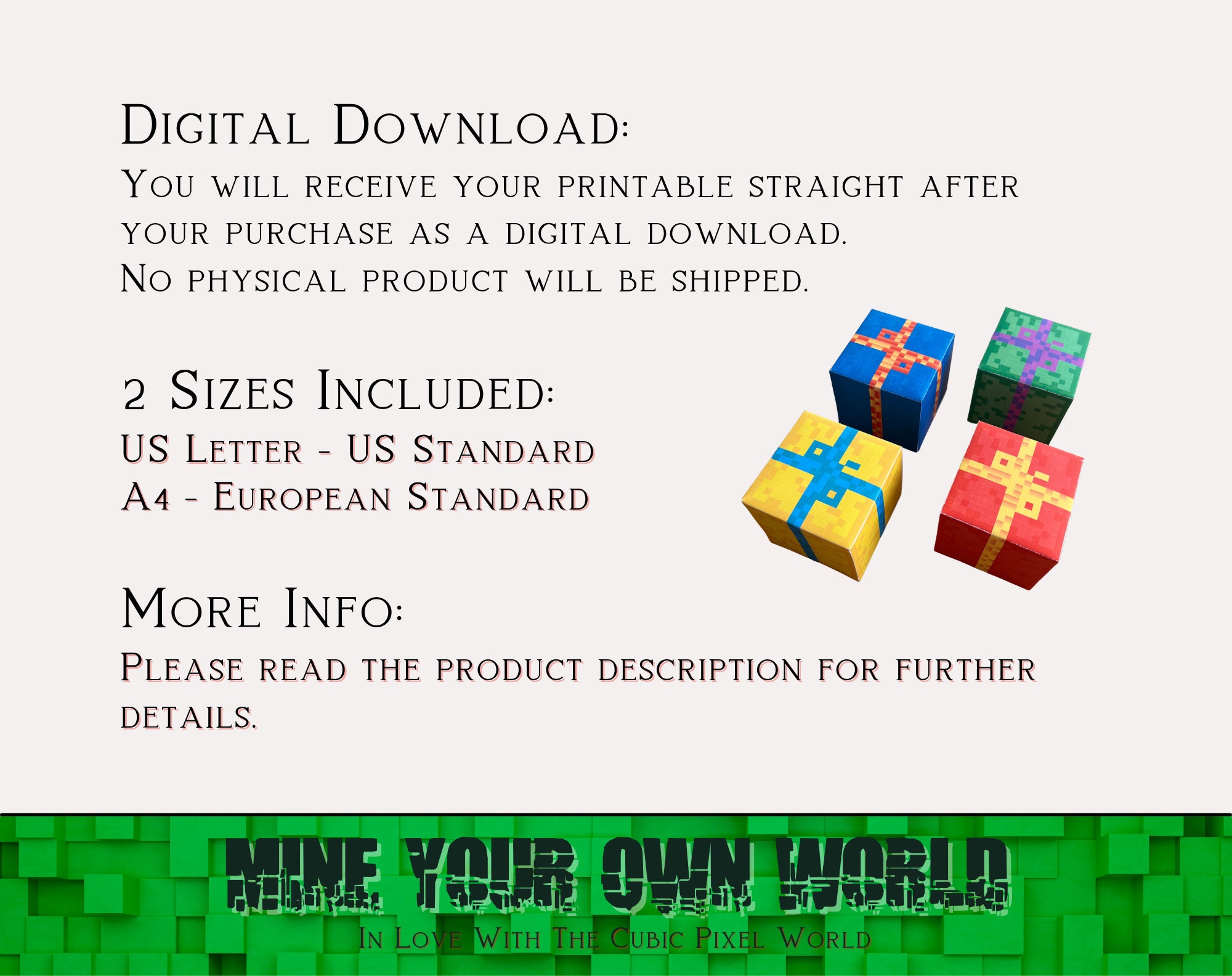 Minecraft Present Set Printable, Paper Crafts, Christmas Party or Room ...