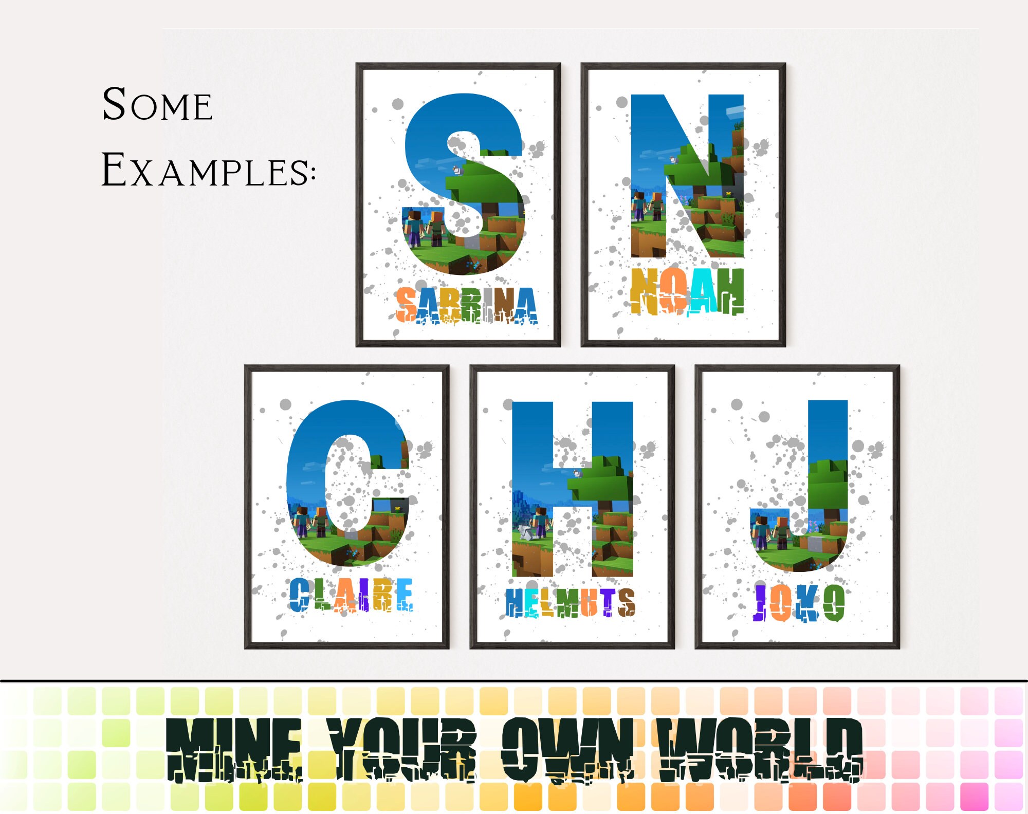 Custom Minecraft Printable Wall Art Personalized Set of 3 Prints ...